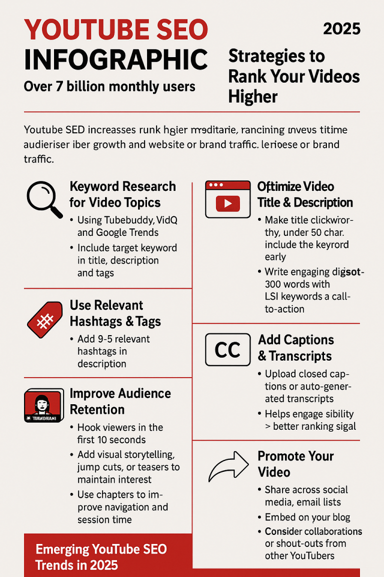 2025 YouTube Algorithm Explained+SEO Growth Hacks Infographic